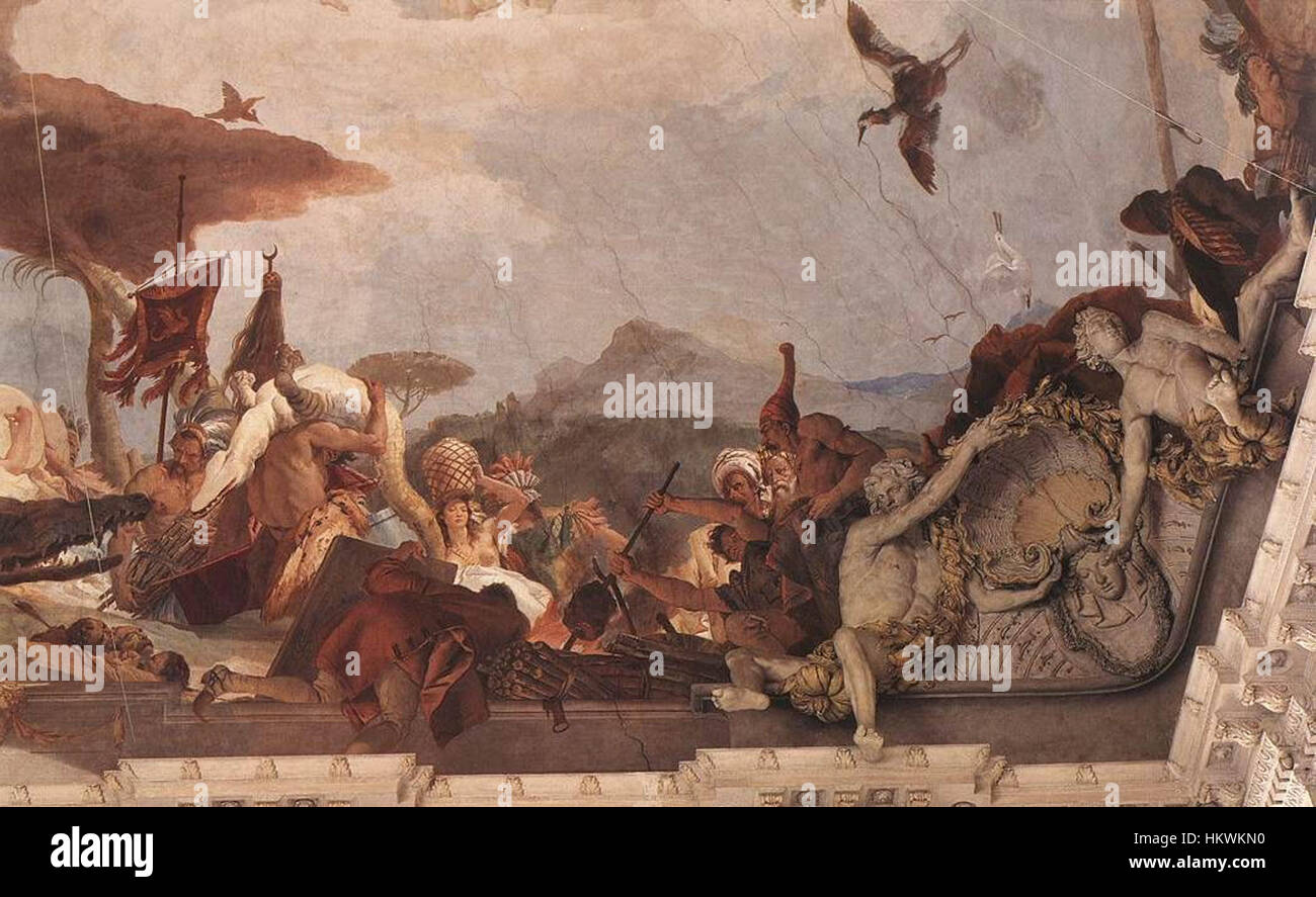 Giovanni Battista Tiepolo's fresco 'Apollo and the Continents' depicts ...