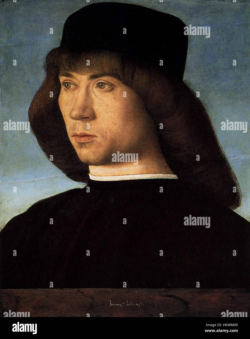 Giovanni Bellini's 'Portrait of a Young Man' presents a finely executed ...