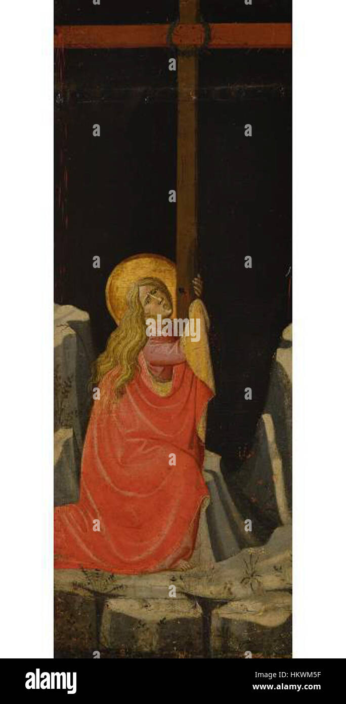 Giovanni dal Ponte’s painting 'Mary Magdalene Embracing the Cross' portrays a poignant moment of ...