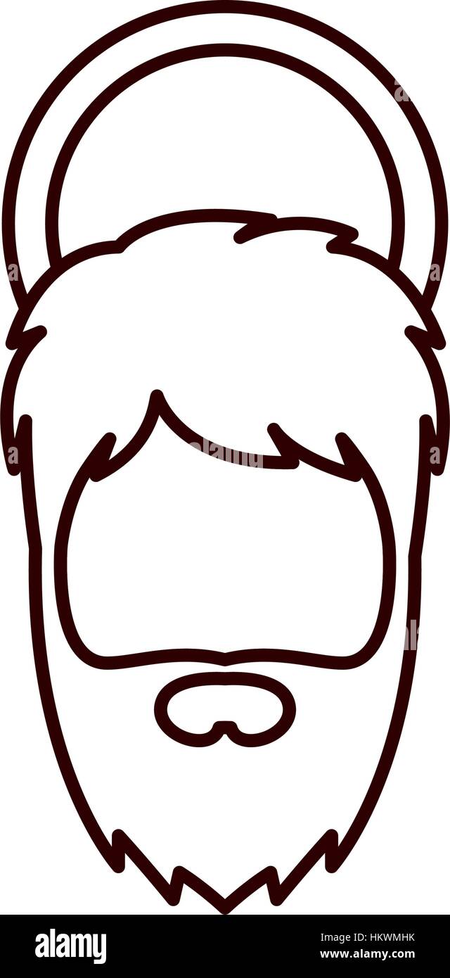 monochrome contour of saint joseph face vector illustration Stock ...