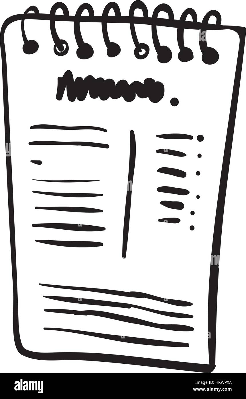 monochrome contour notebook spiral with sheets vector illustration ...