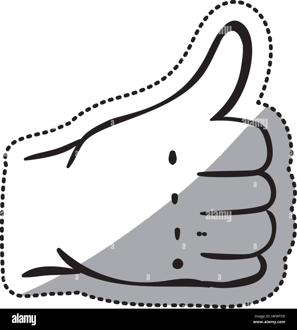 sticker silhouette hand closed with thumb up vector illustration Stock ...