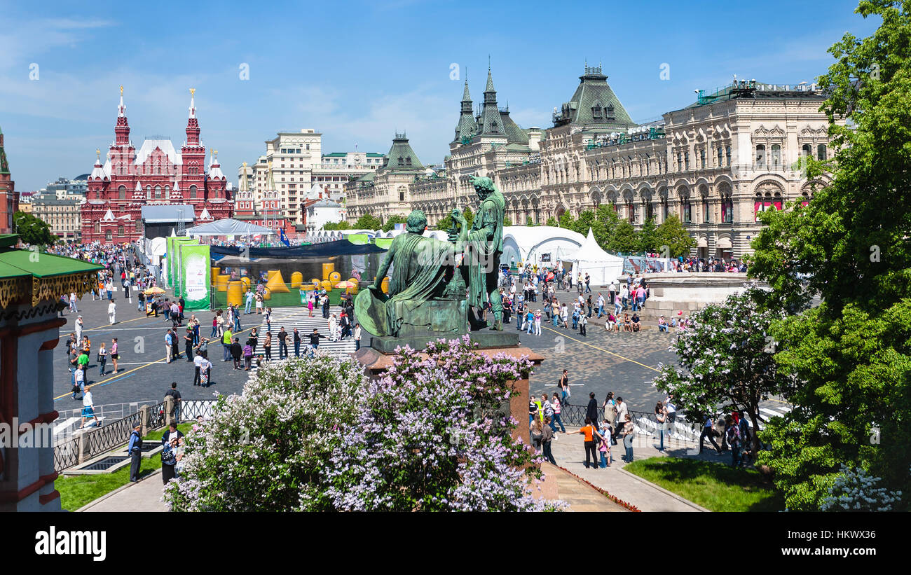 MOSCOW, RUSSIA - MAY 28, 2011: above view of Red Square in Moscow city ...