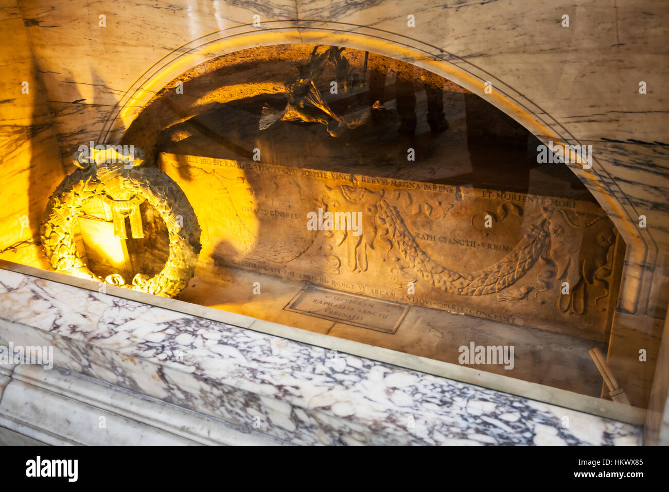 ROME, ITALY - DECEMBER 16, 2010: The tomb of Raphael in Pantheon. The ...