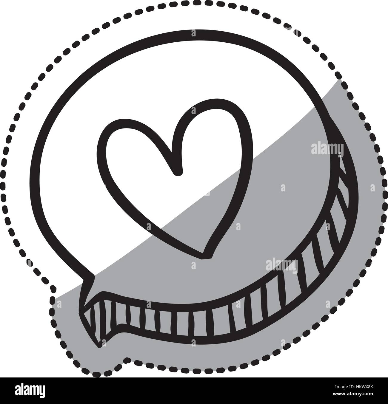 sticker oval dialog box with silhouette heart . Vector illustration ...