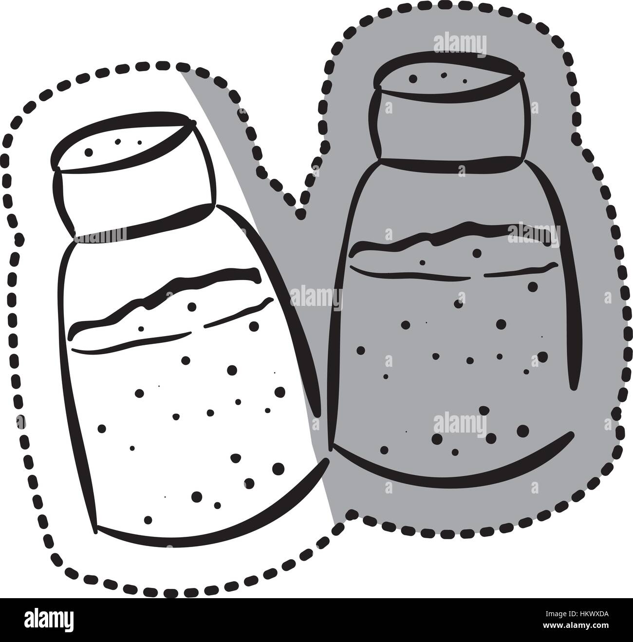 sticker silhouette two salt shaker icon flat vector illustration Stock ...