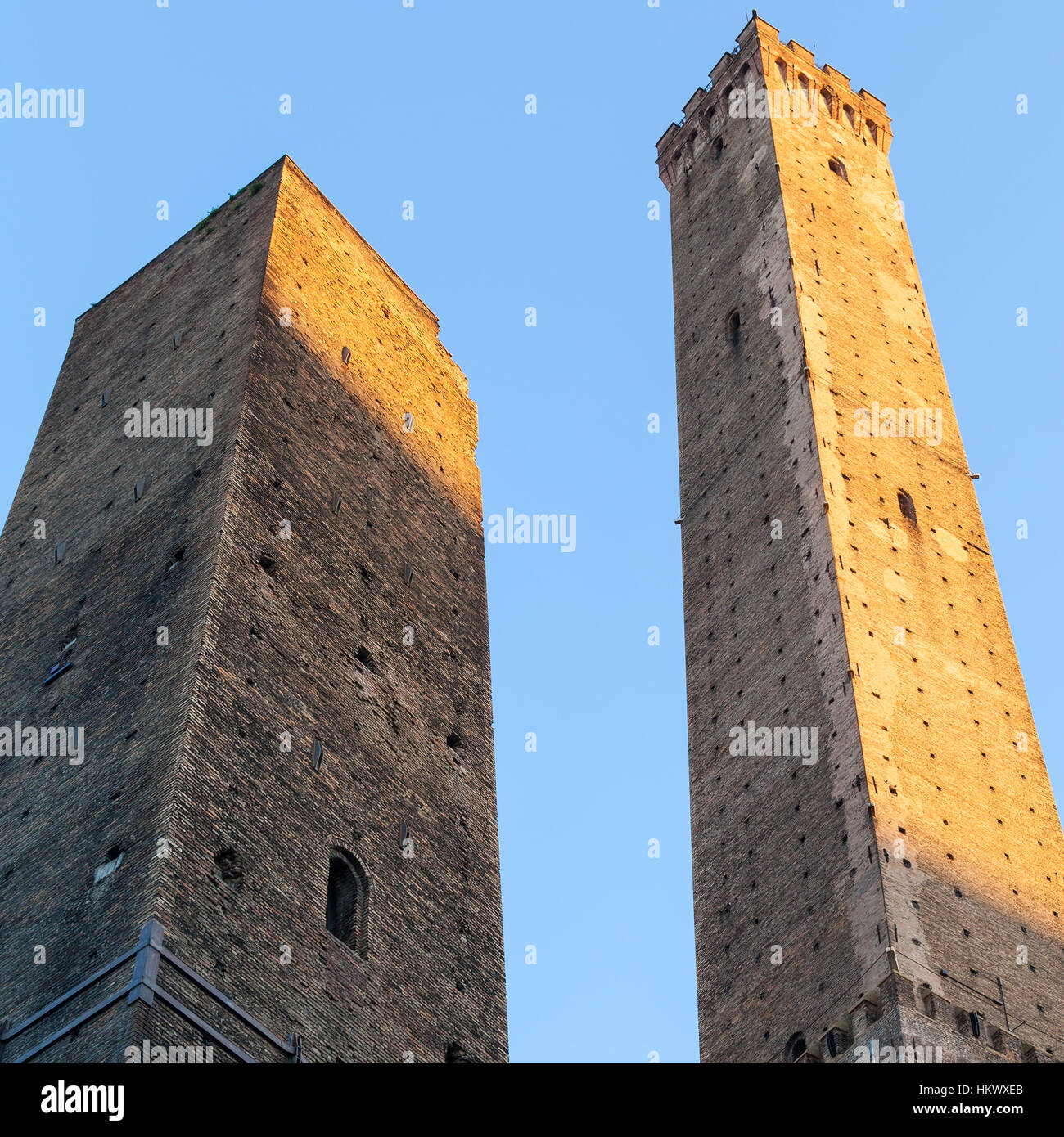 travel to Italy - medieval Two Towers (Due Torri) and blue sky in ...