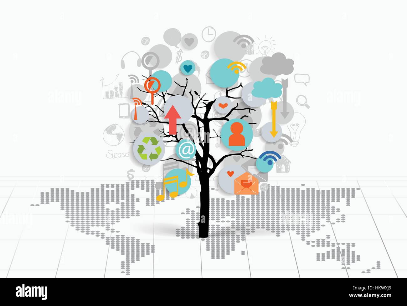 Business concept. Tree with cloud of application. Vector illustration ...