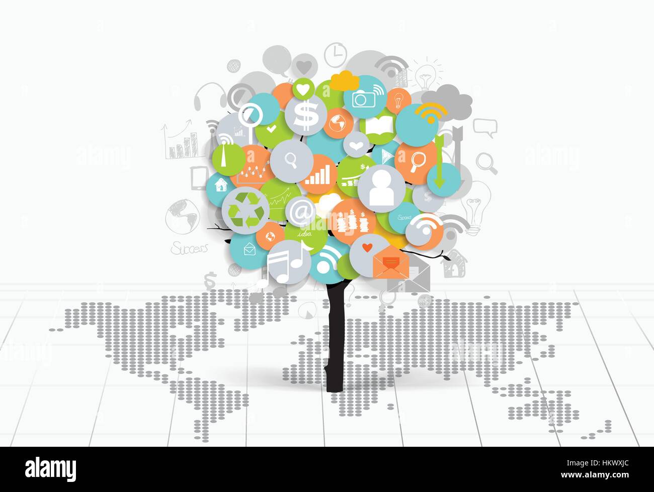 Business concept. Tree with cloud of application. Vector illustration ...