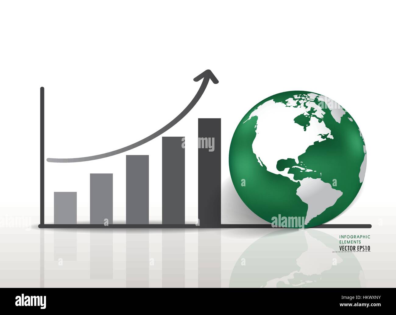 Growth chart and globe. Vector illustration Stock Vector Image & Art ...