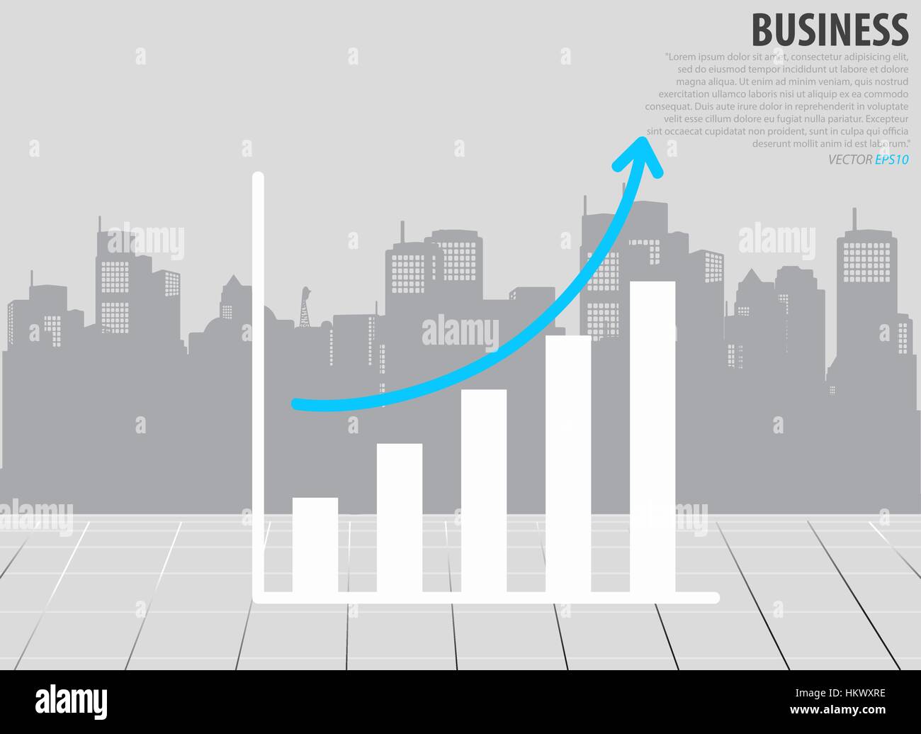 Growth chart with building background. Vector illustration Stock Vector ...