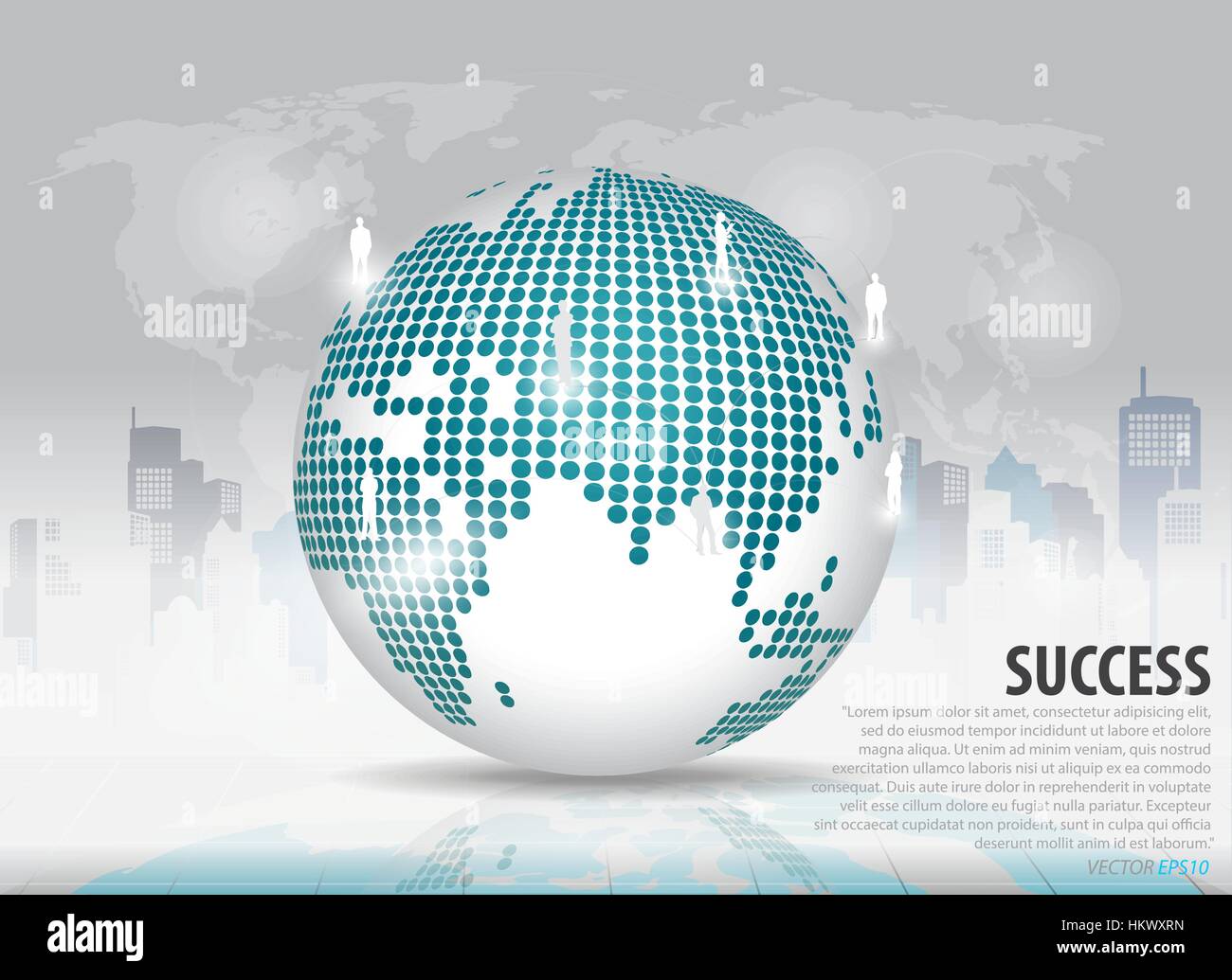 Dotted globe with building background. Vector illustration Stock Vector ...