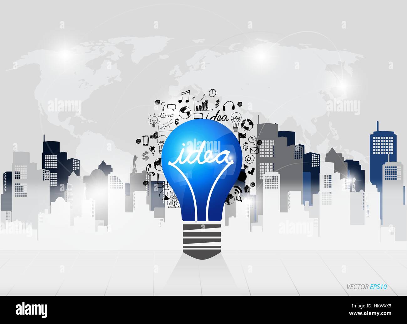 Creative idea in Light bulb as inspiration concept with drawing chart ...