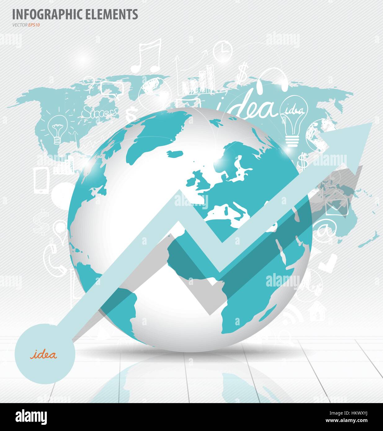 Modern world globe with application icon, modern template design ...