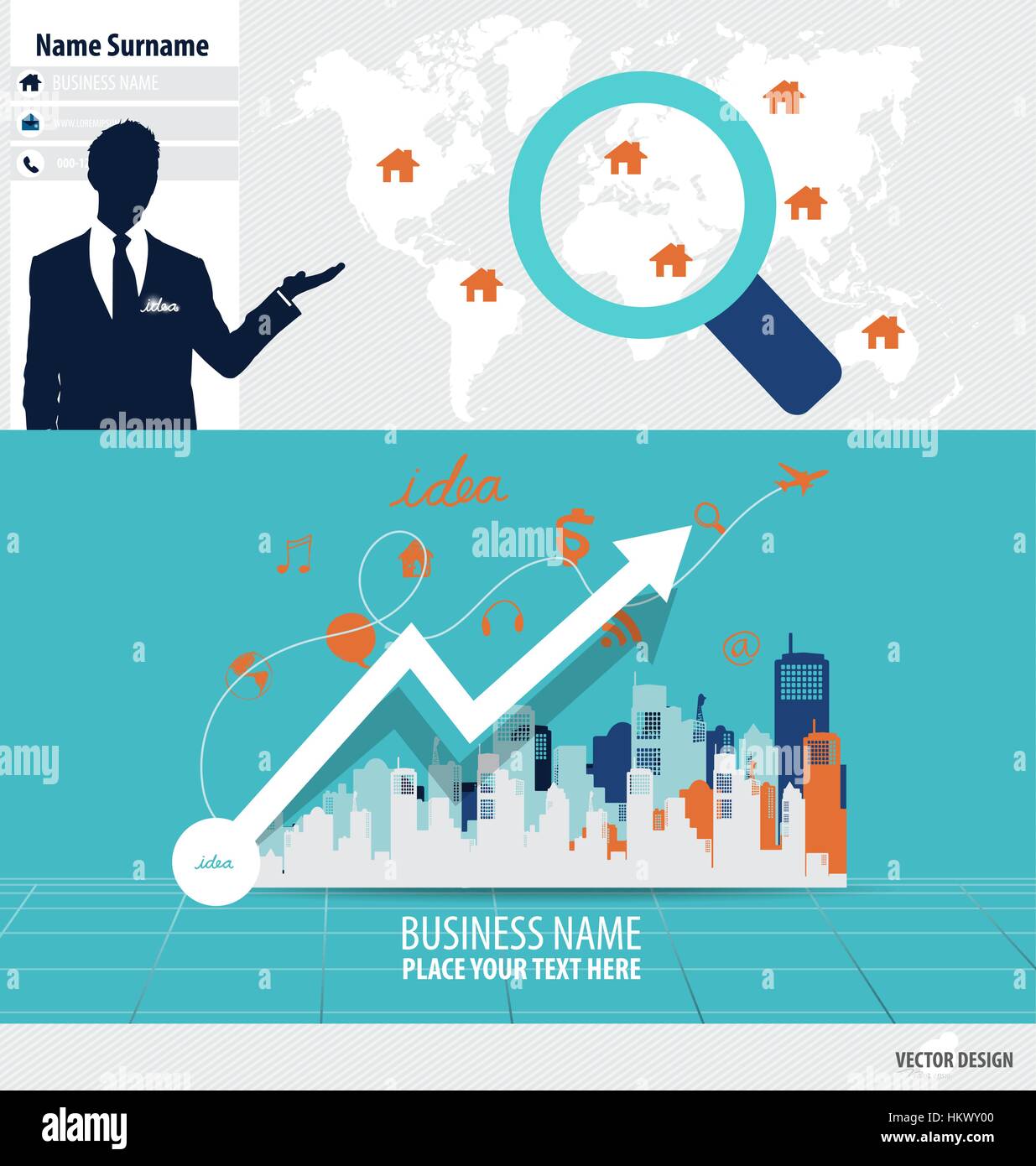 Abstract creative business card template and infographics paper ...