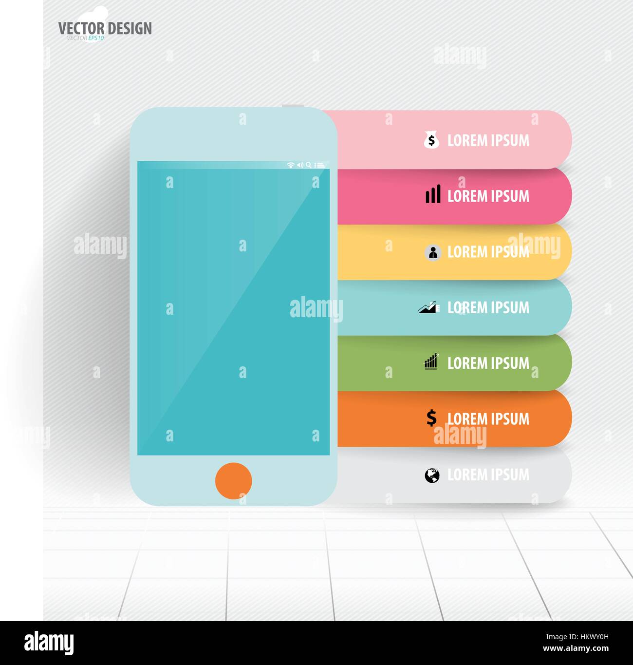 Infographic design template. Touchscreen device with colorful ...