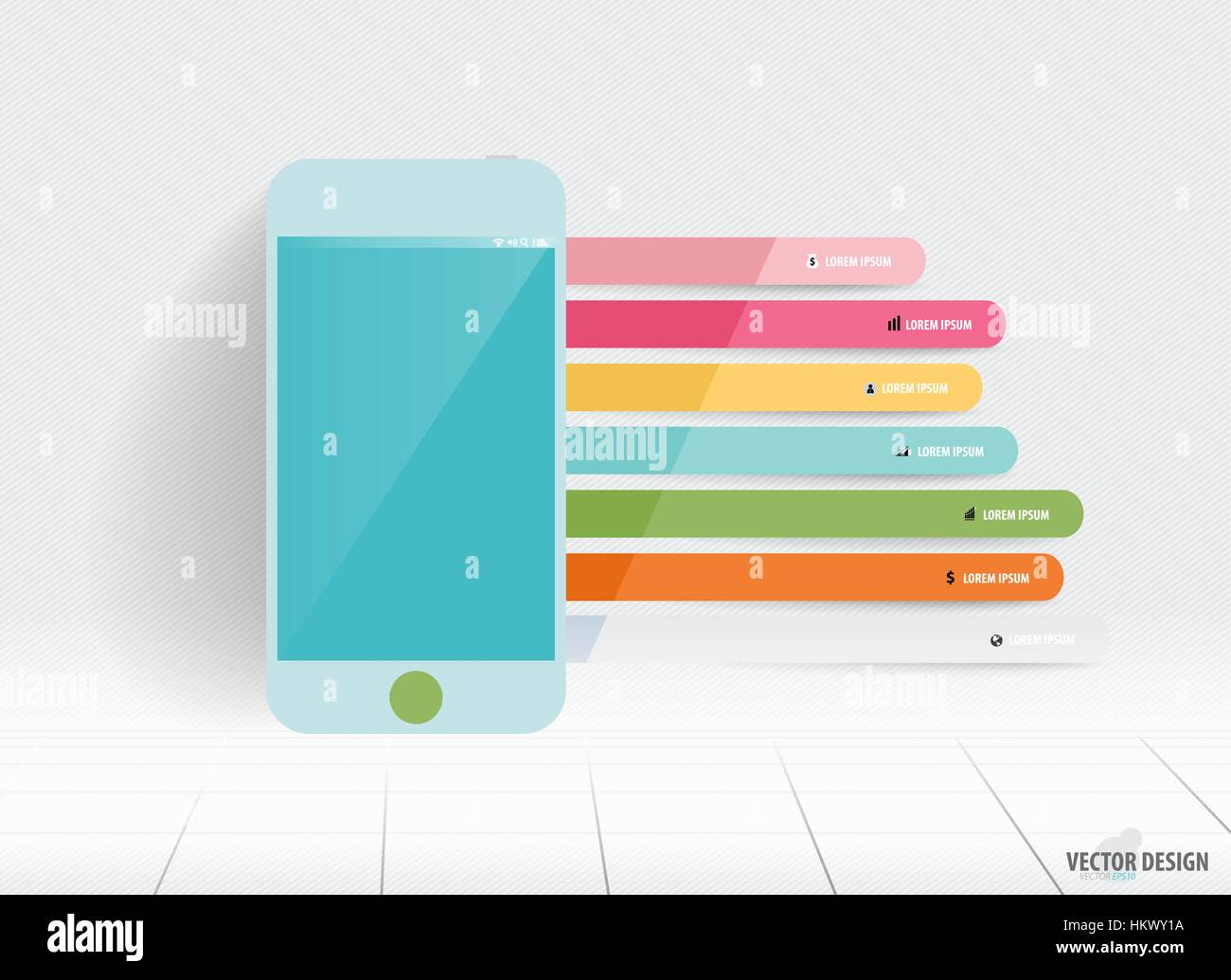 Infographic design template. Touchscreen device with colorful ...