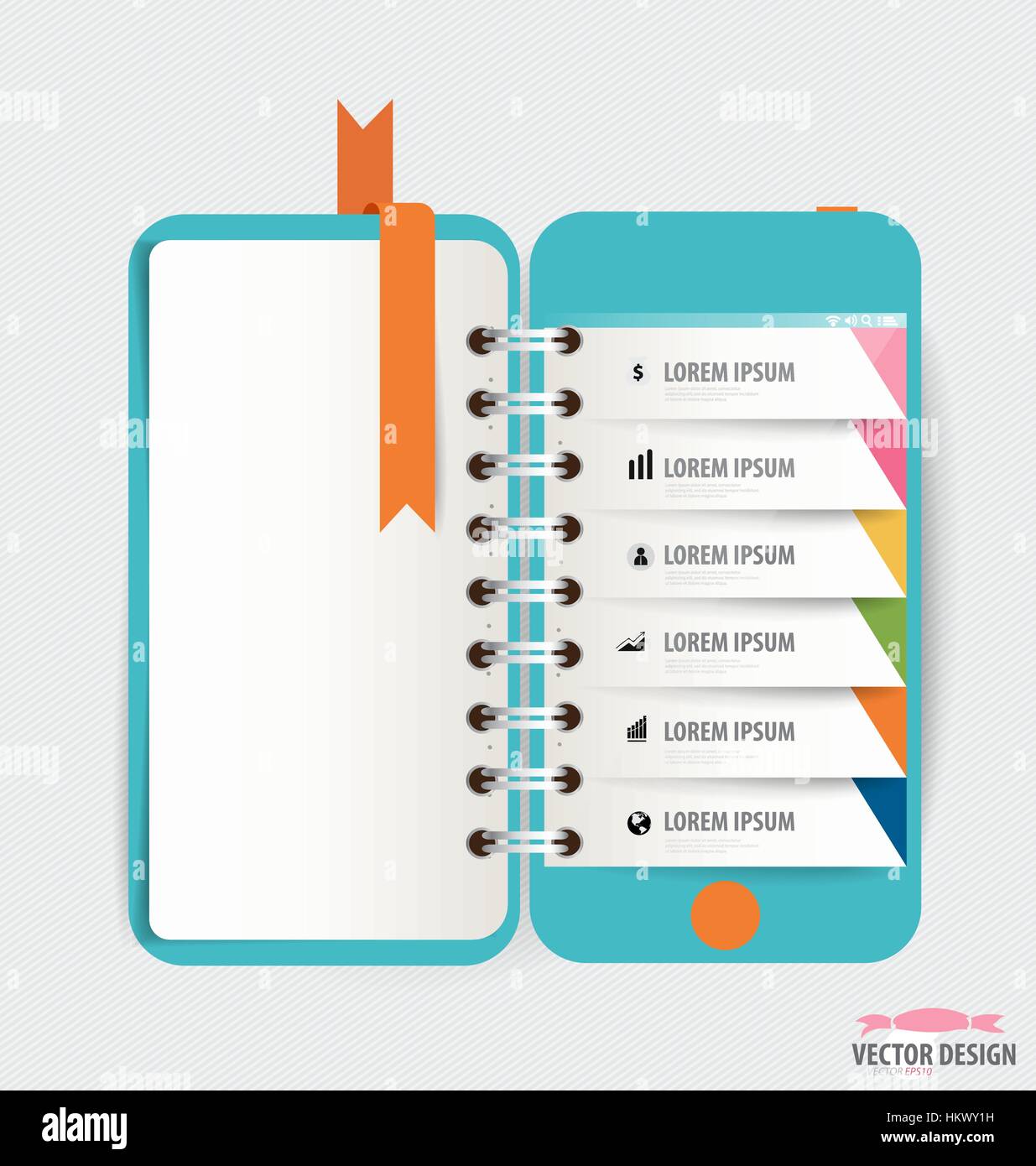 Infographic design template. Touchscreen device with colorful ...