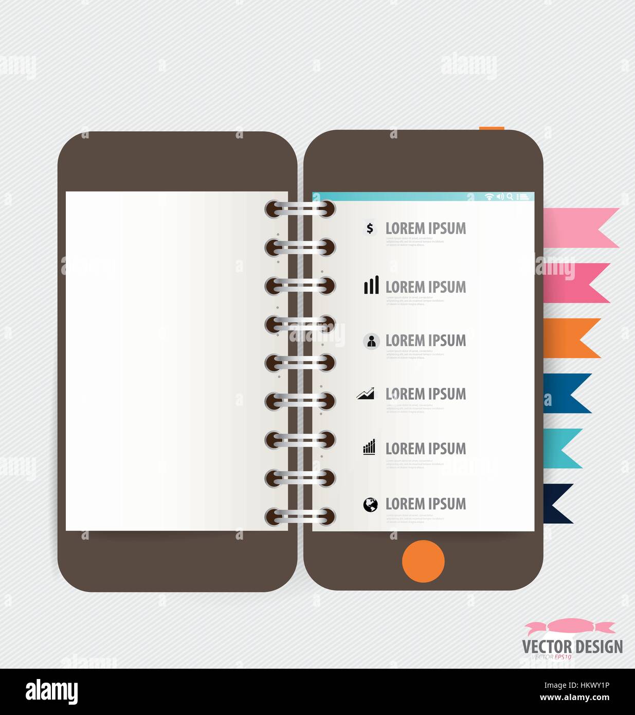 Infographic design template. Touchscreen device with colorful ...