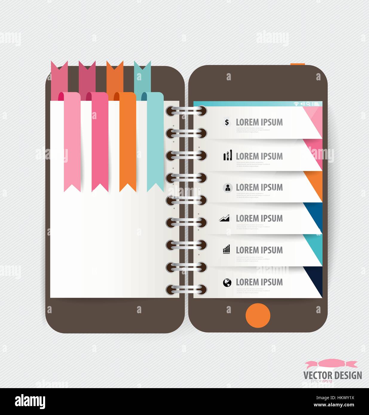 Infographic design template. Touchscreen device with colorful ...