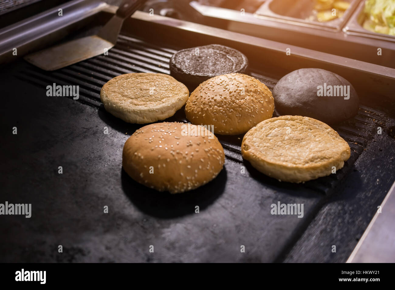 Burger sesame buns Stock Photo - Alamy