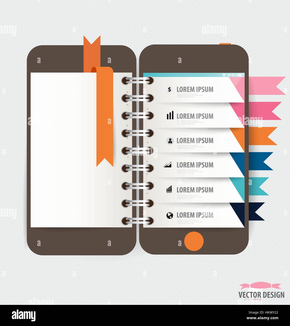Infographic design template. Touchscreen device with colorful ...