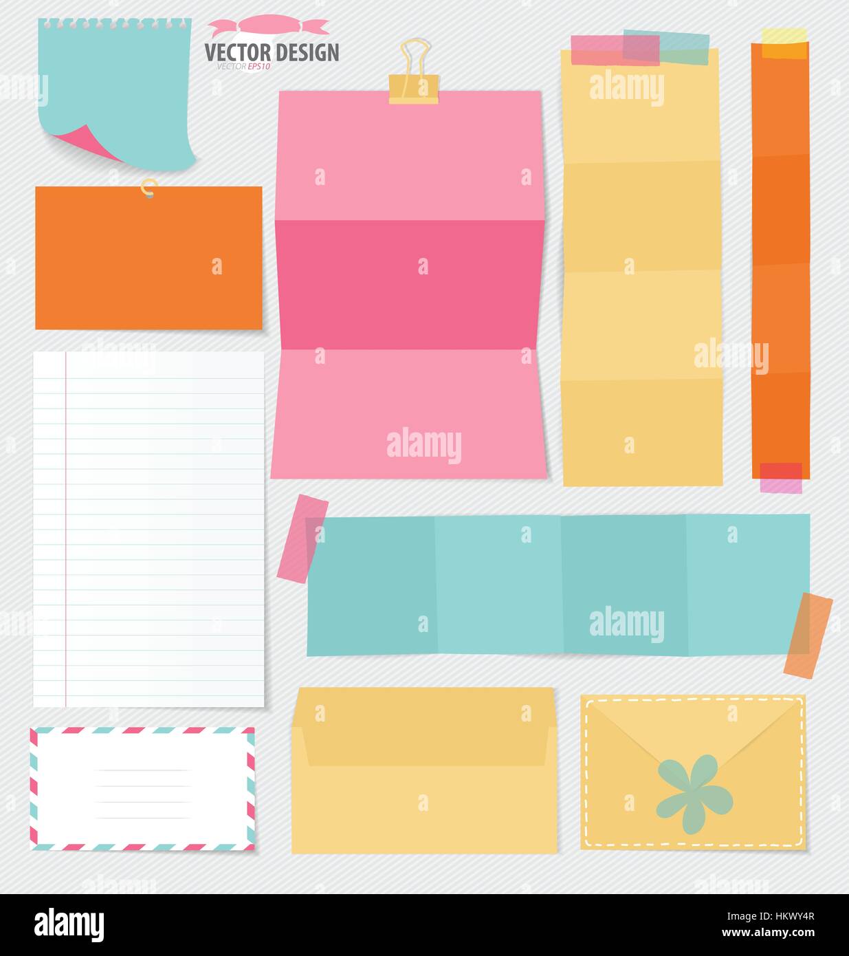 Collection of various note papers, ready for your message. Vector ...