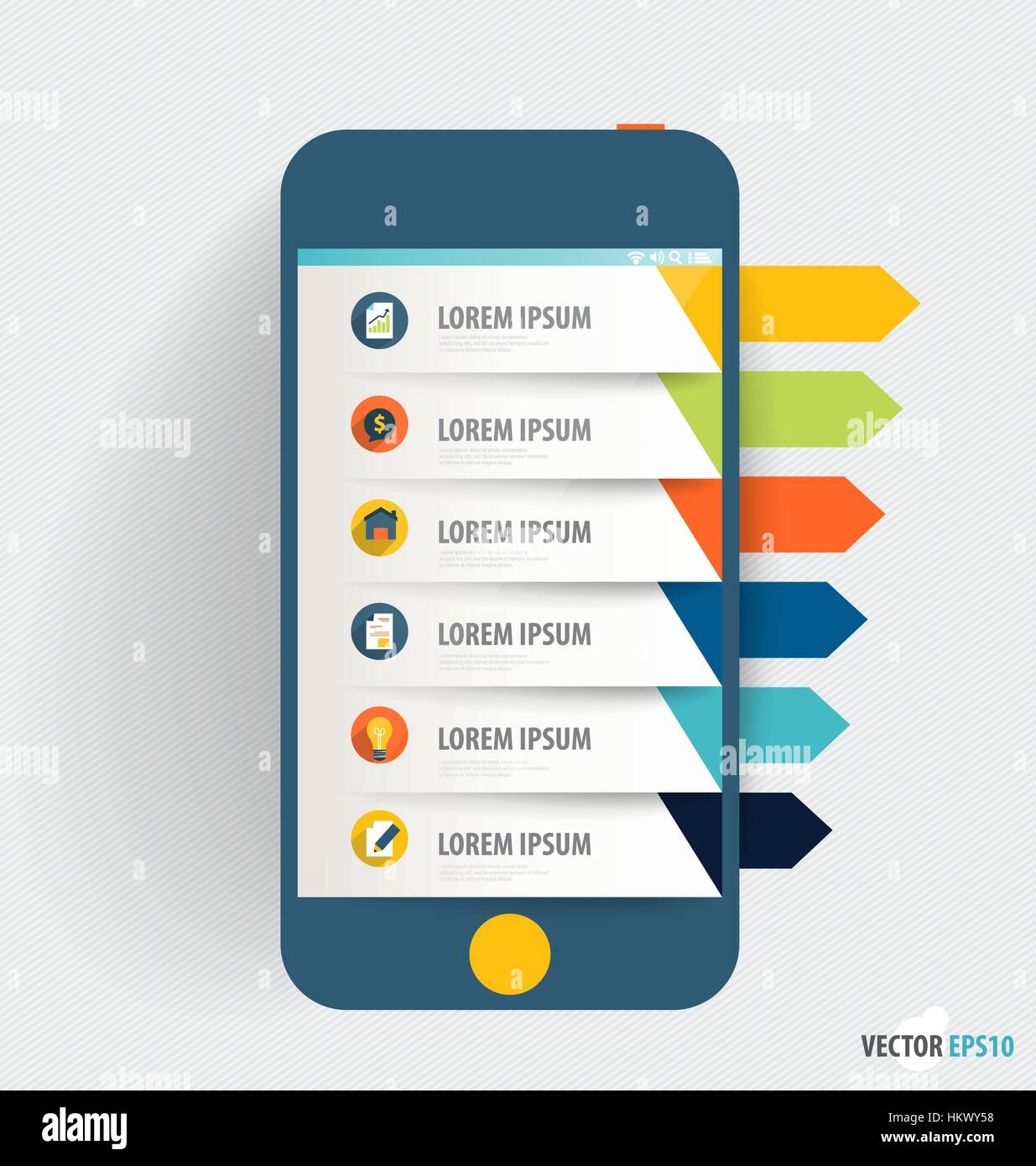 Infographic design template. Touchscreen device with colorful ...