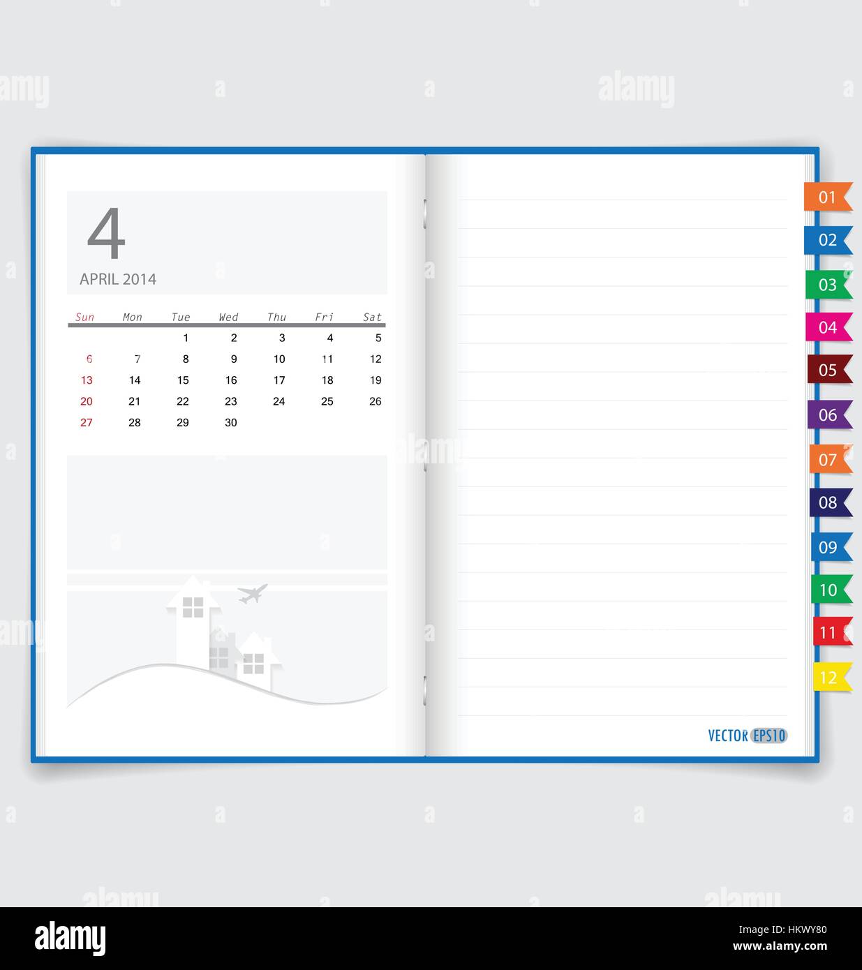 2014 calendar on notebook paper, April. Vector illustration Stock ...