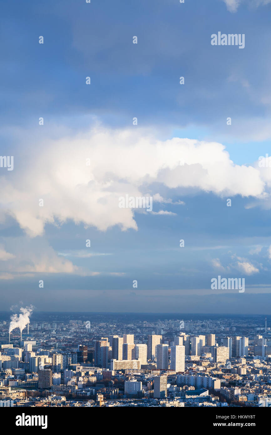 travel to France - blue sky with clouds over residential district in ...