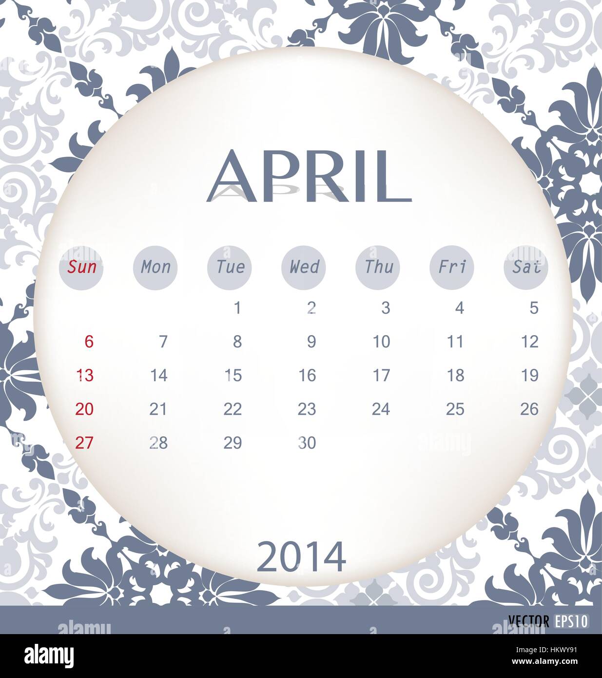 2014 calendar, vintage calendar template for April. Vector illustration ...