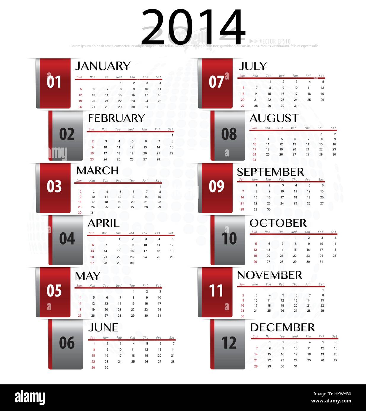 Simple 2014 year calendar, vector illustration Stock Vector Image & Art ...
