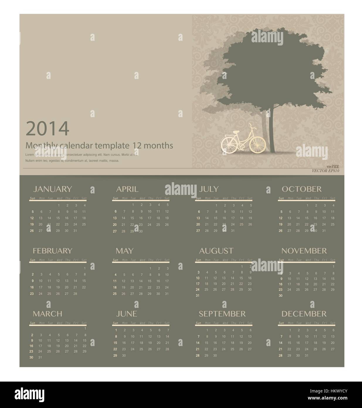 2014 calendar. Vector illustration Stock Vector Image & Art - Alamy