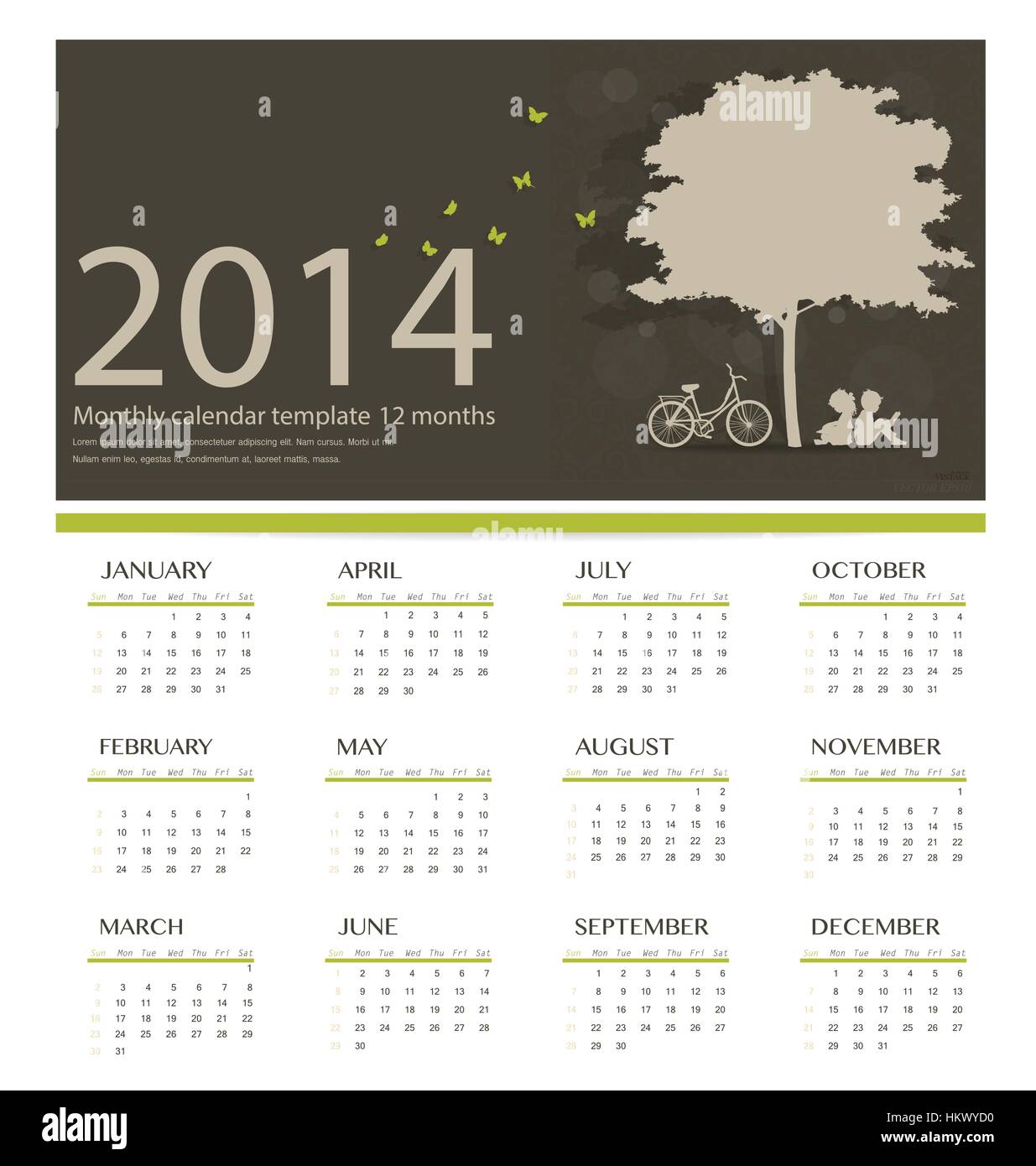 2014 year calendar, vector illustration Stock Vector Image & Art - Alamy