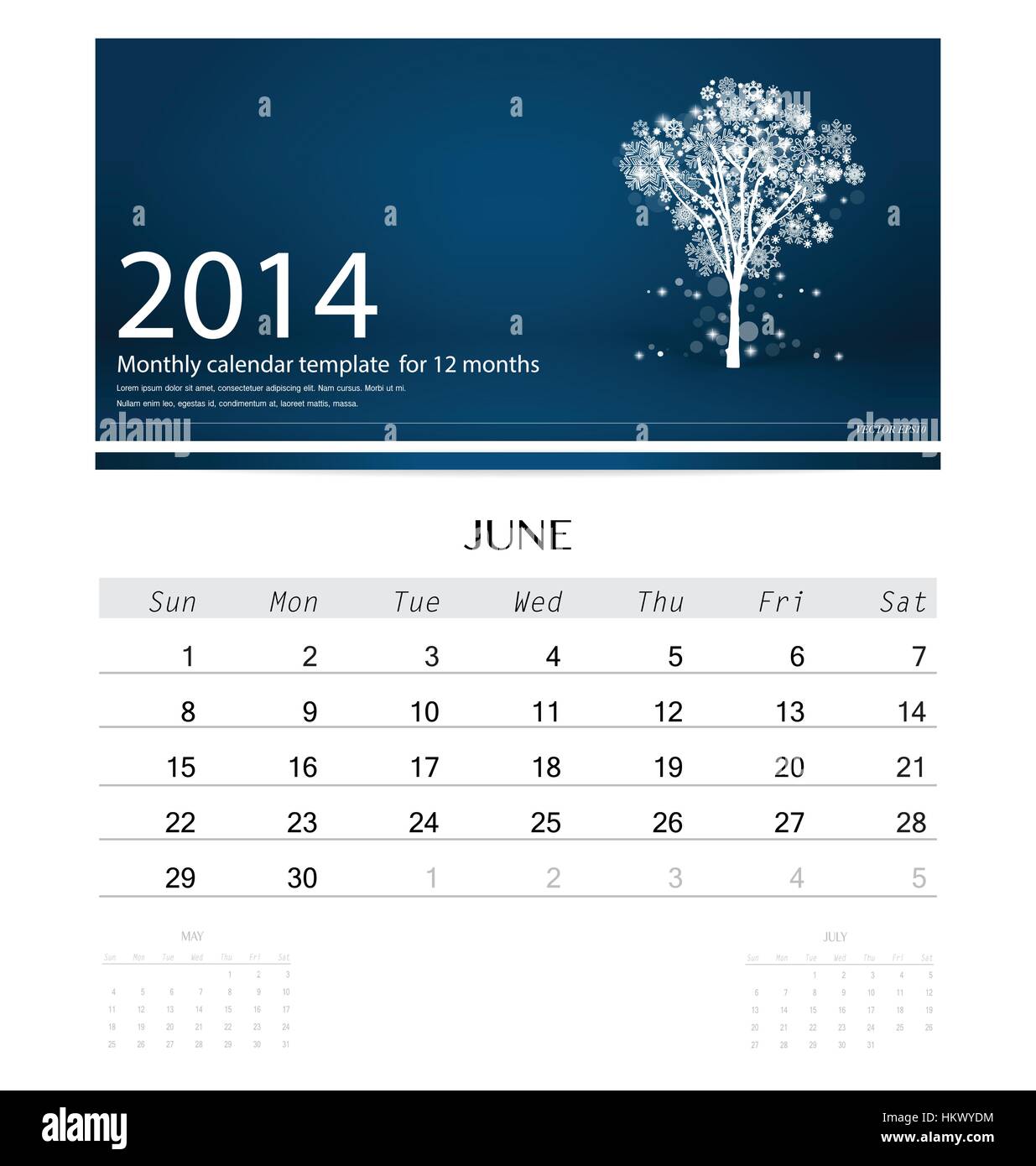 2014 calendar, monthly calendar template for June (Christmas tree ...