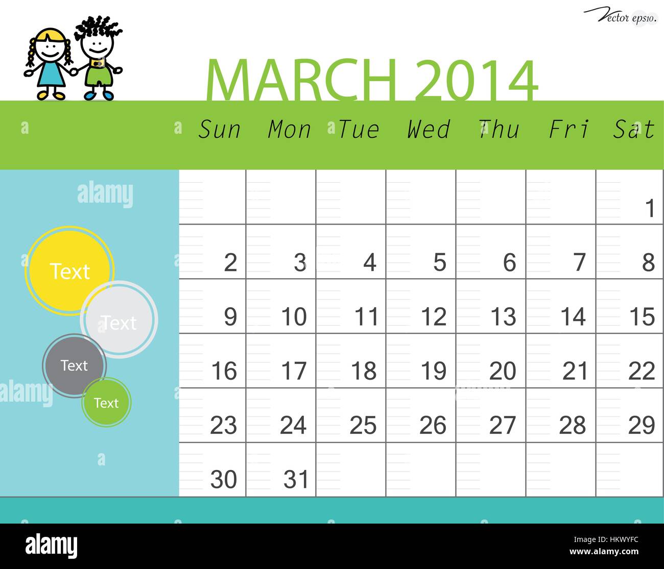 Simple 2014 year calendar Stock Vector Images - Alamy