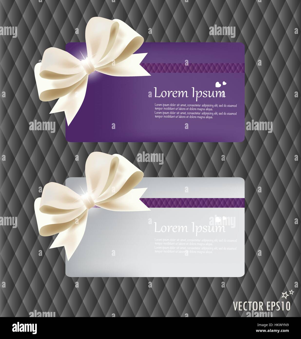 Collection of gift cards and invitations with ribbons. Vector ...