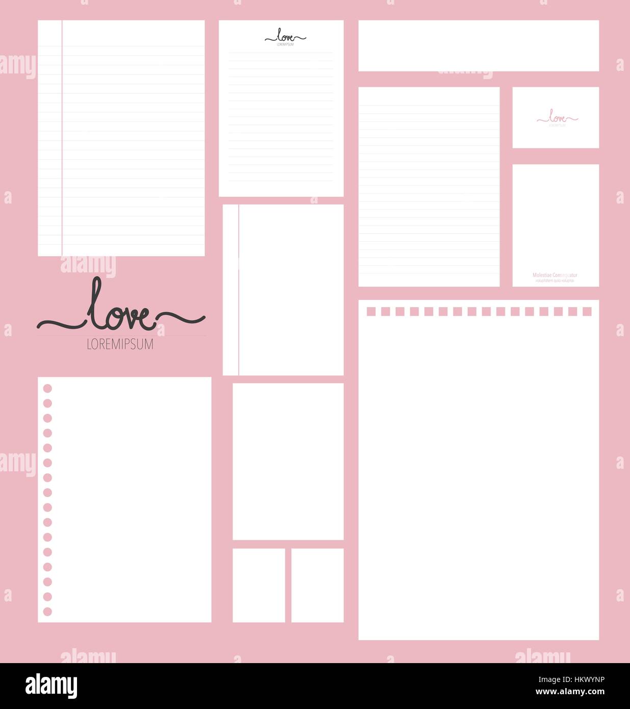 Collection of various white paper designs (paper sheets, lined paper ...