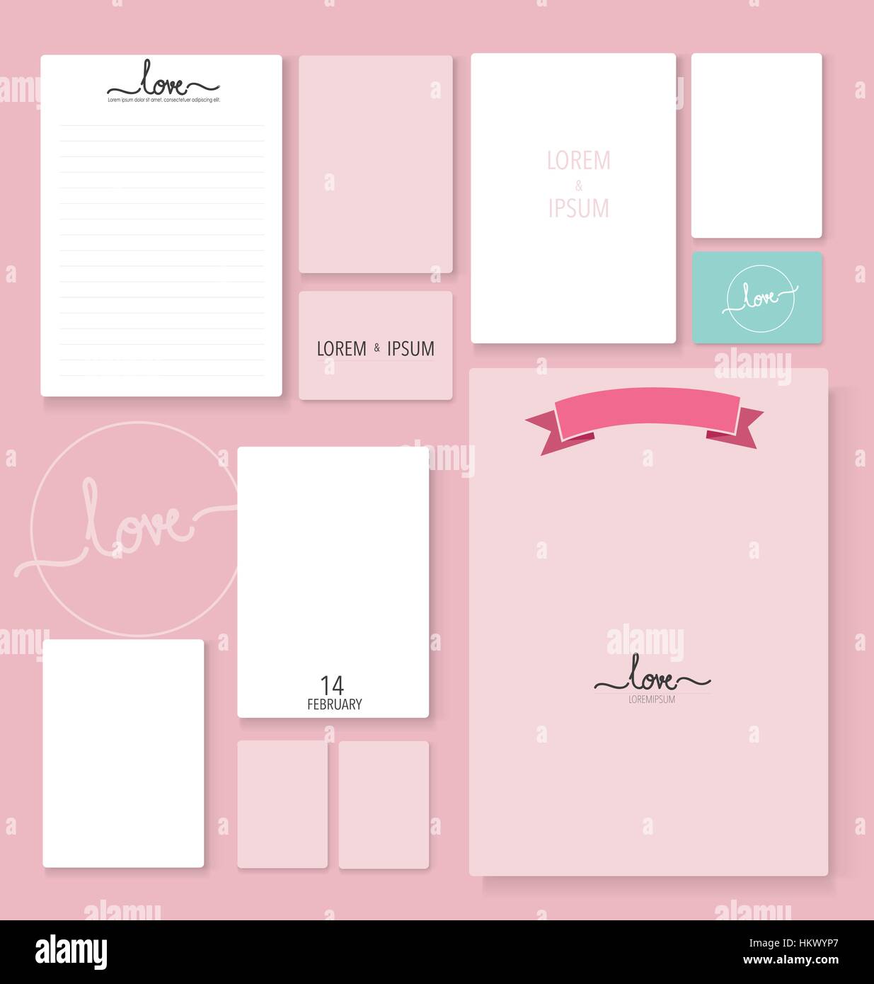 Collection of romantic paper design. Vector illustration Stock Vector ...