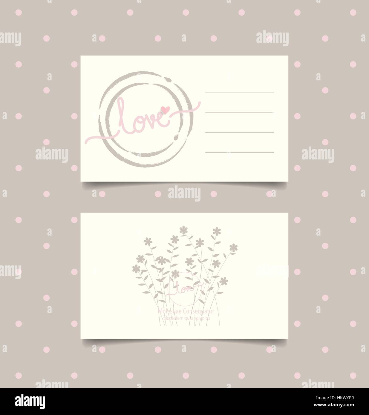 Romantic greeting card design with flower background. Vector ...