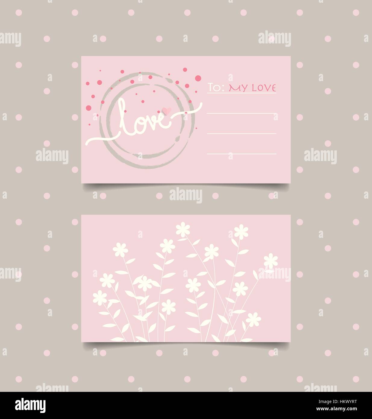 Romantic greeting card design with flower background. Vector ...