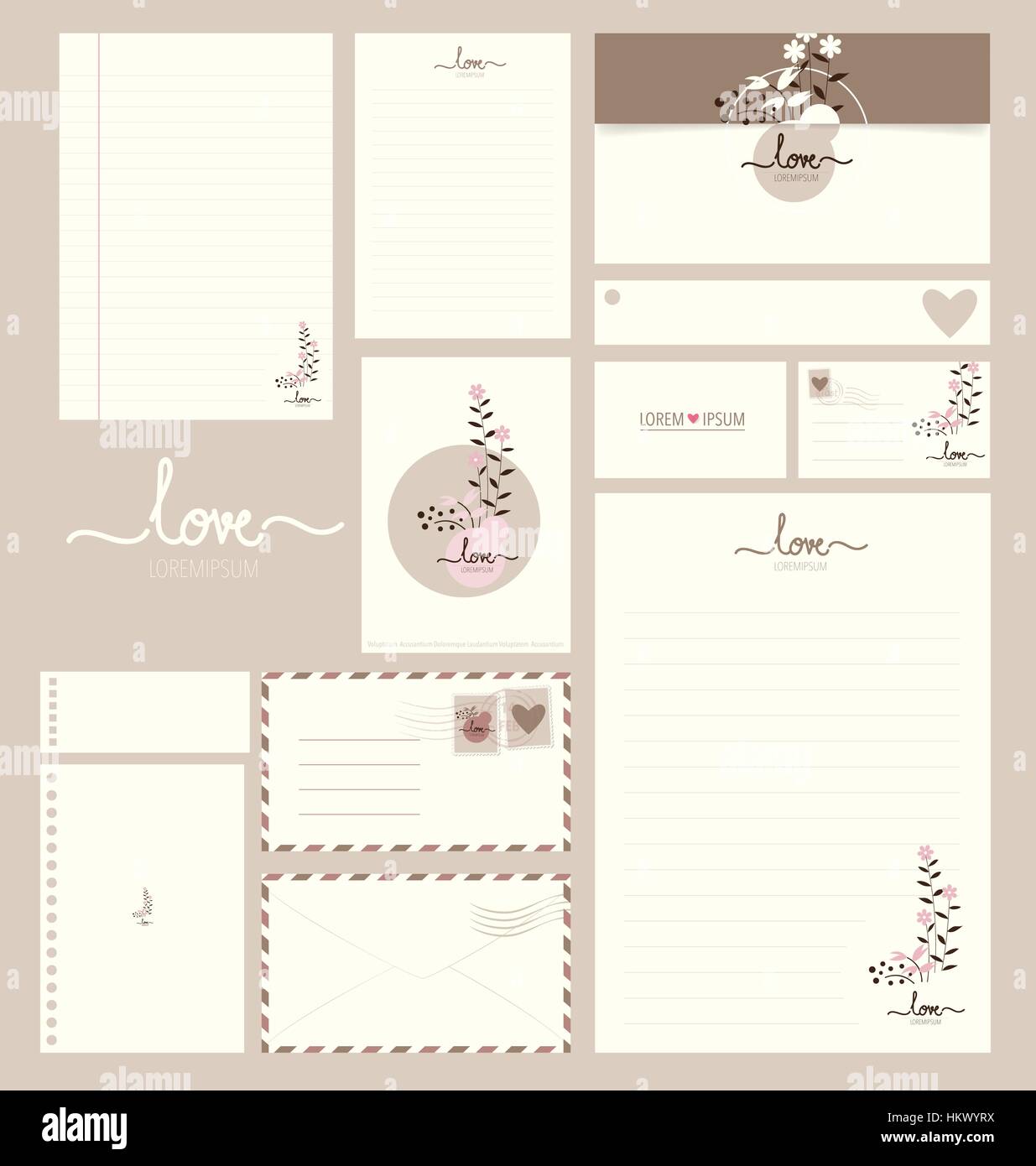 Collection of various paper designs (paper sheets, lined paper, note ...