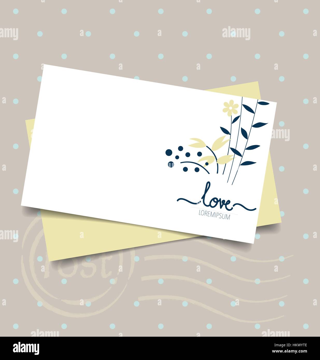Romantic greeting card design with flower background. Vector ...