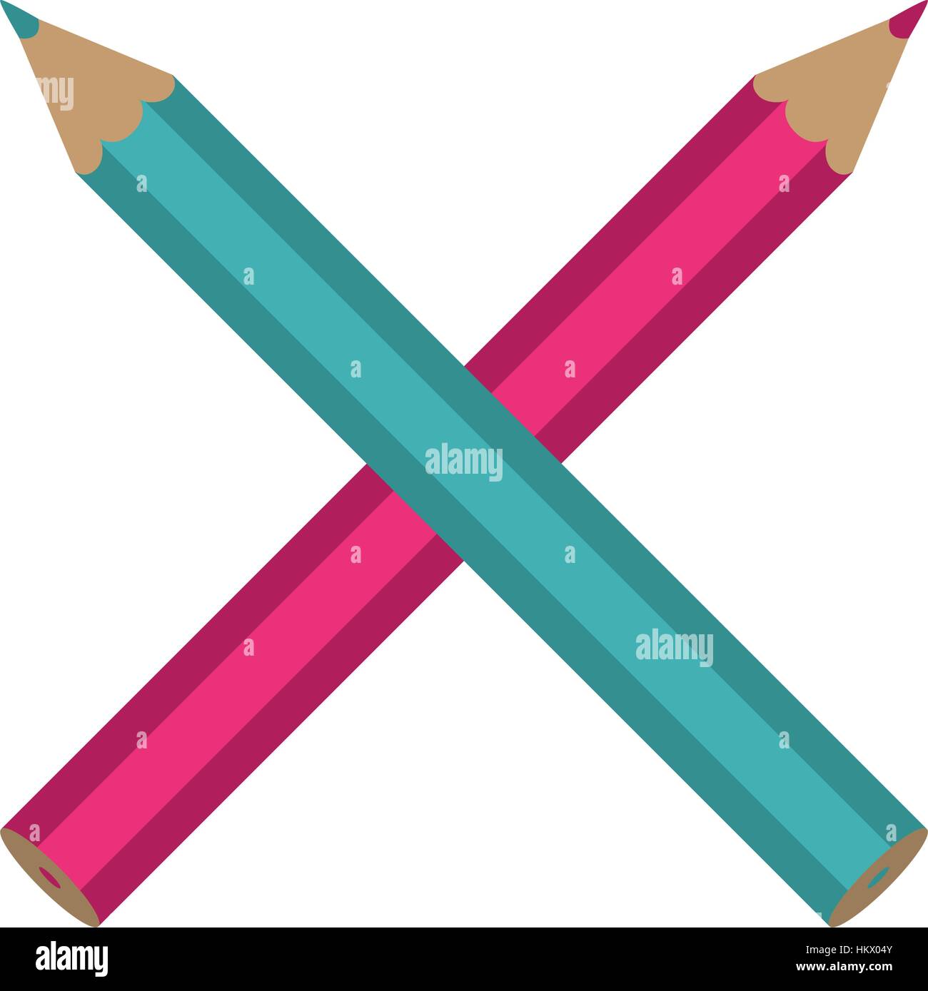 silhouette with crossed colored pencils vector illustration Stock ...