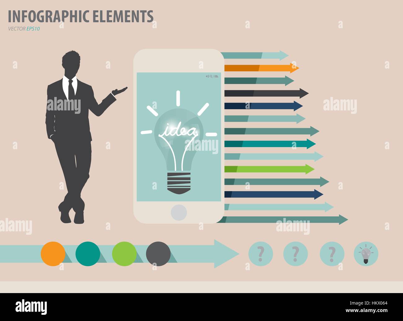 Infographic design template - businessman showing touchscreen device ...