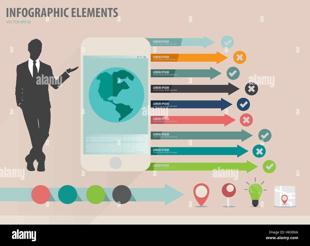 Infographic design template - businessman showing touchscreen device ...