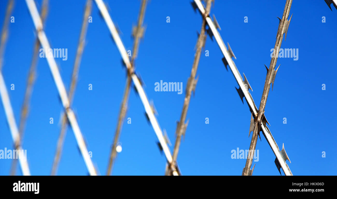 abstract razor wire in the clear sky like background texture Stock ...