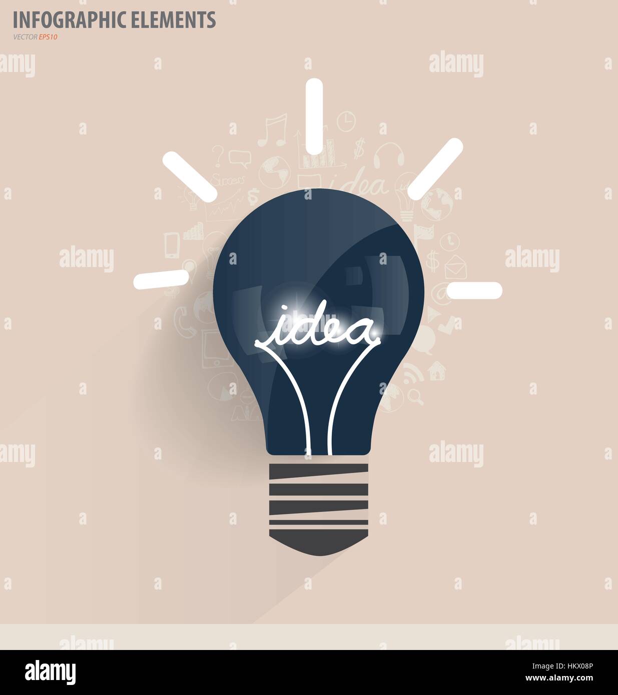 Creative idea in Light bulb as inspiration concept with drawing chart ...