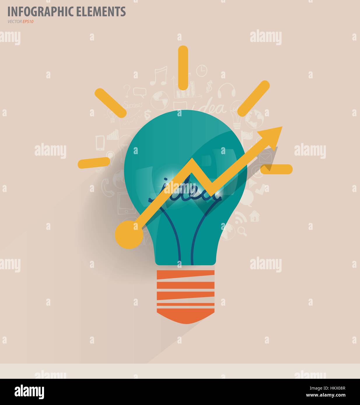 Creative idea in Light bulb as inspiration concept with drawing chart ...