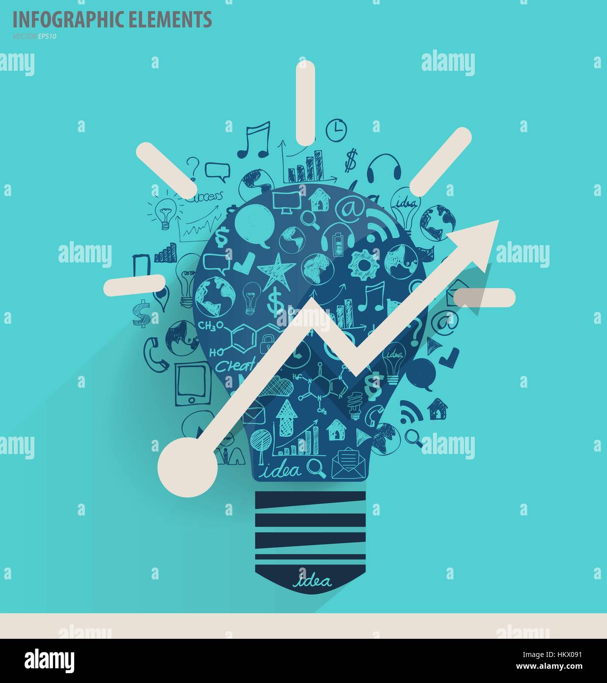 Creative idea in Light bulb as inspiration concept with drawing chart ...